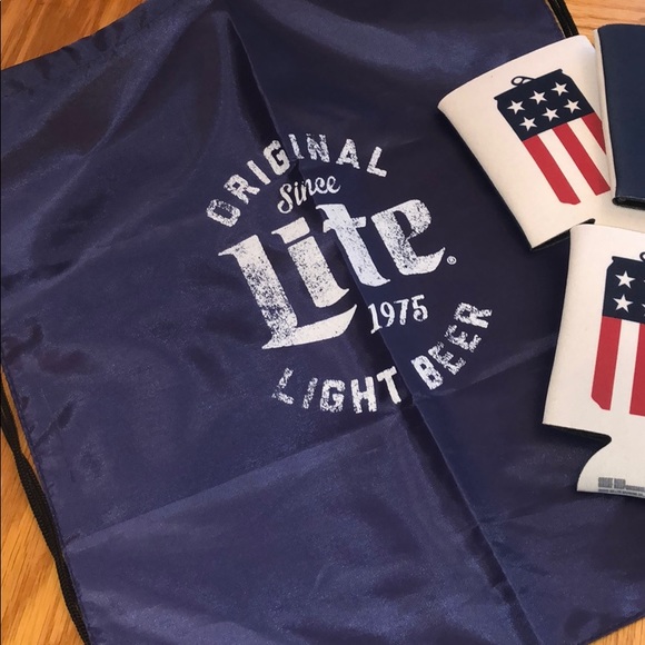 Miller Lite | Other | New 4 Miller Lite Flag Koozies W Backpack | Poshmark